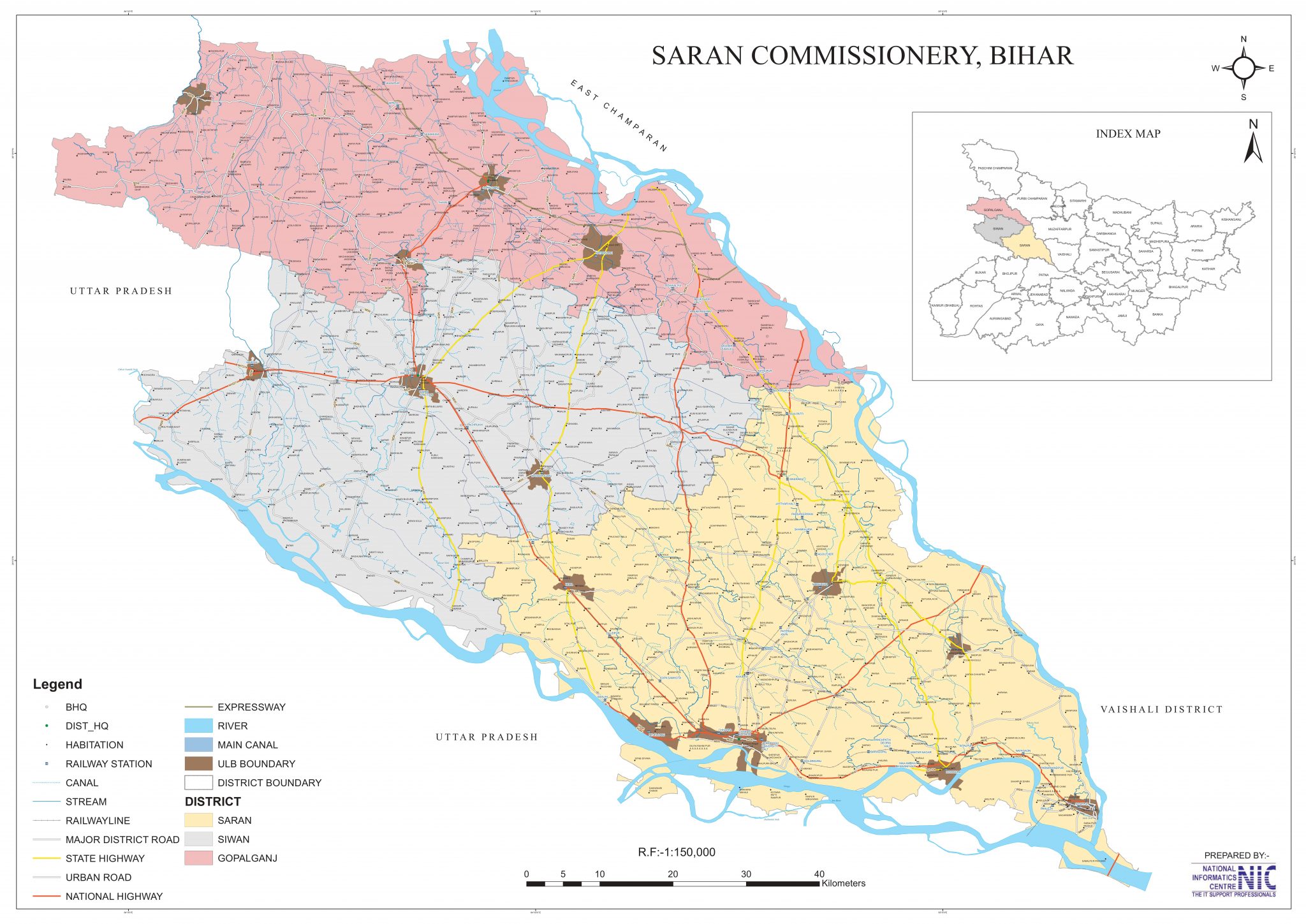 Map of Saran Division | Saran Division, Bihar | India