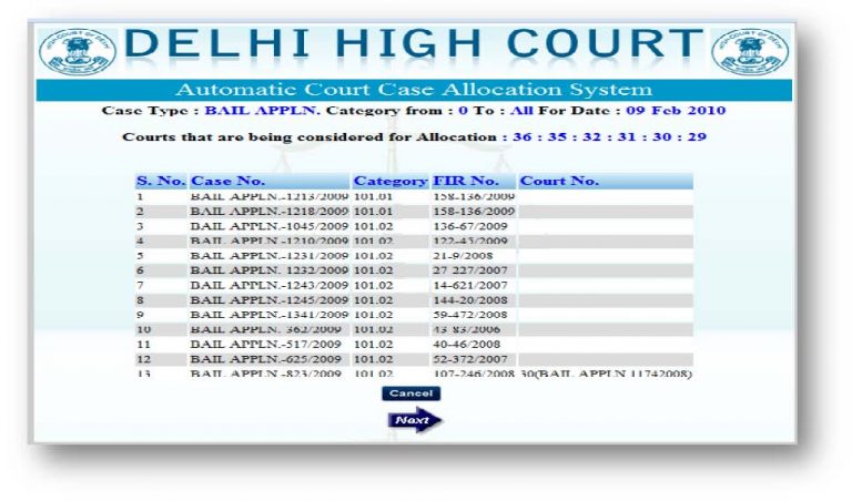 Automatic Allocation System | Official Website of e-Committee, Supreme ...