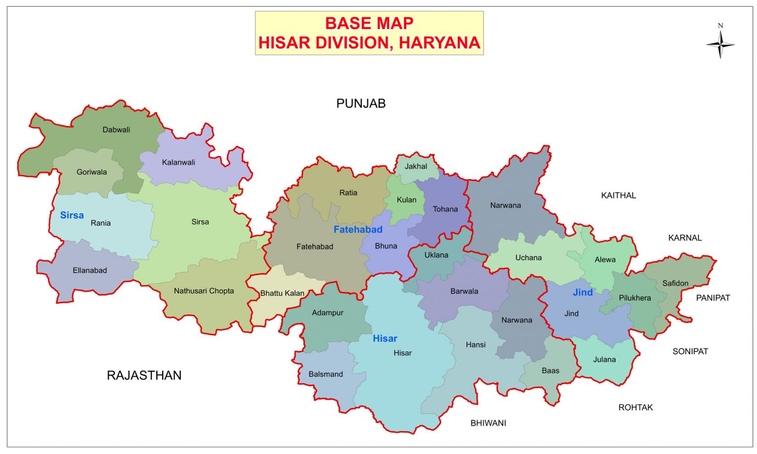 Map of Division | Divisional Commissioner Hisar | India