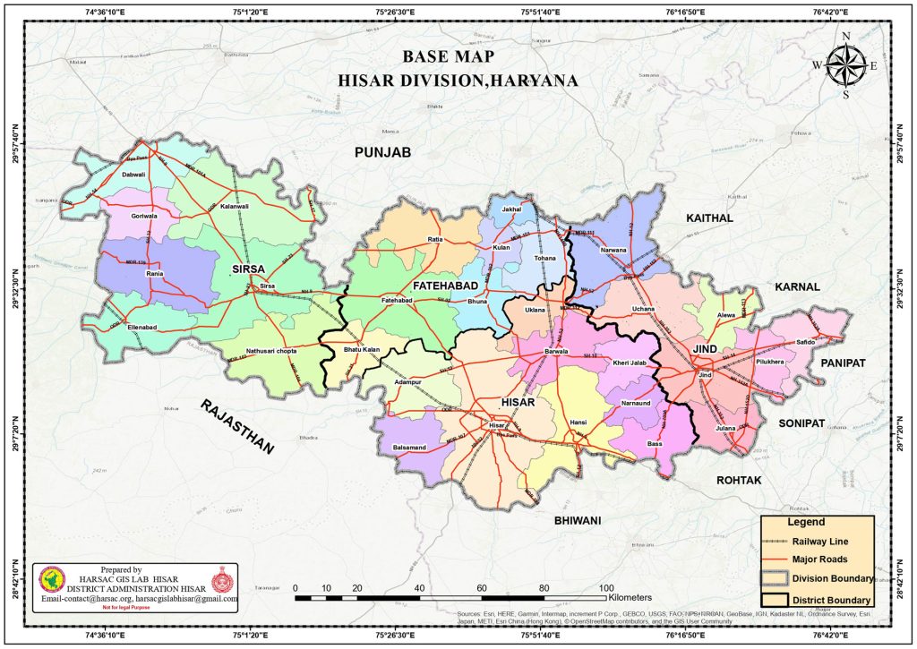 Map of Division | Divisional Commissioner Hisar | India